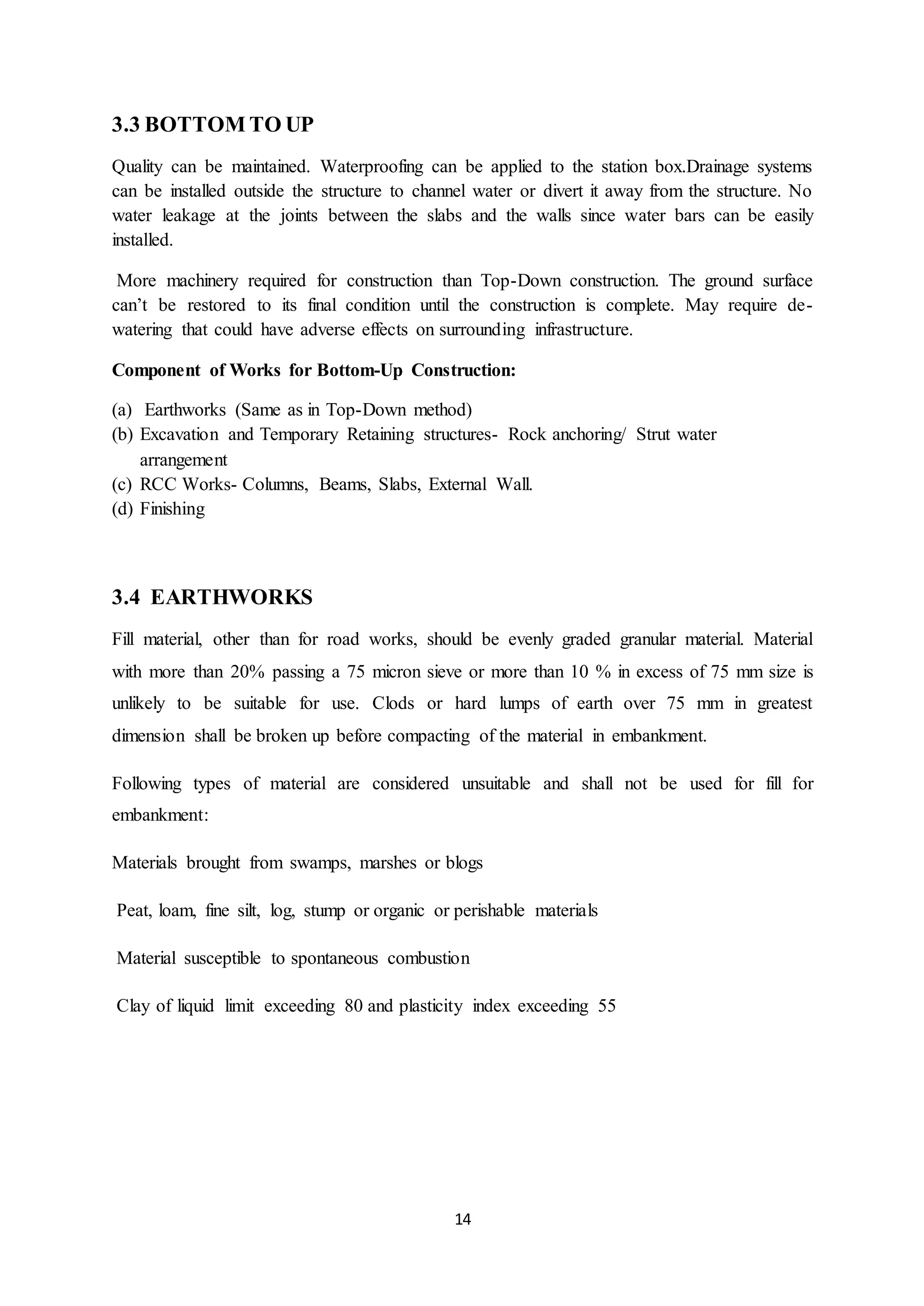 DMRC REPORT ON UNDERGROUND CONSTRUCTION | DOCX