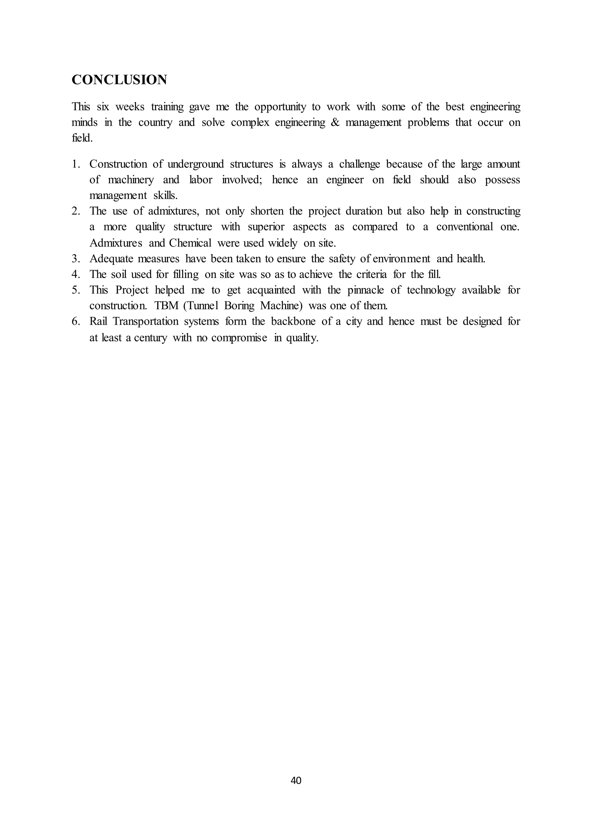 DMRC REPORT ON UNDERGROUND CONSTRUCTION | DOCX