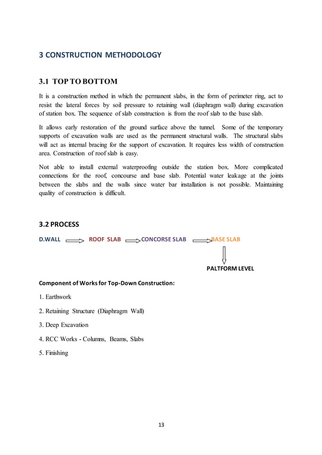 DMRC REPORT ON UNDERGROUND CONSTRUCTION | DOCX