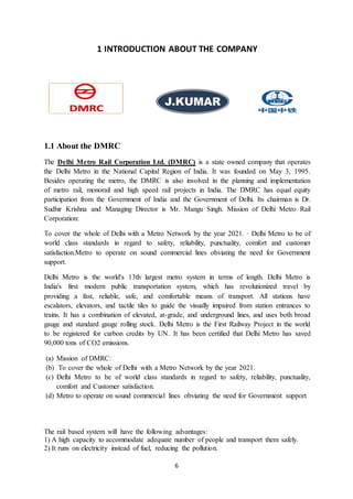 DMRC REPORT ON UNDERGROUND CONSTRUCTION | DOCX