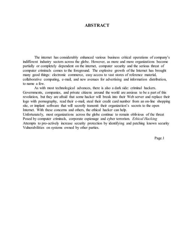 Final report ethical hacking | DOCX | Internet | Computing