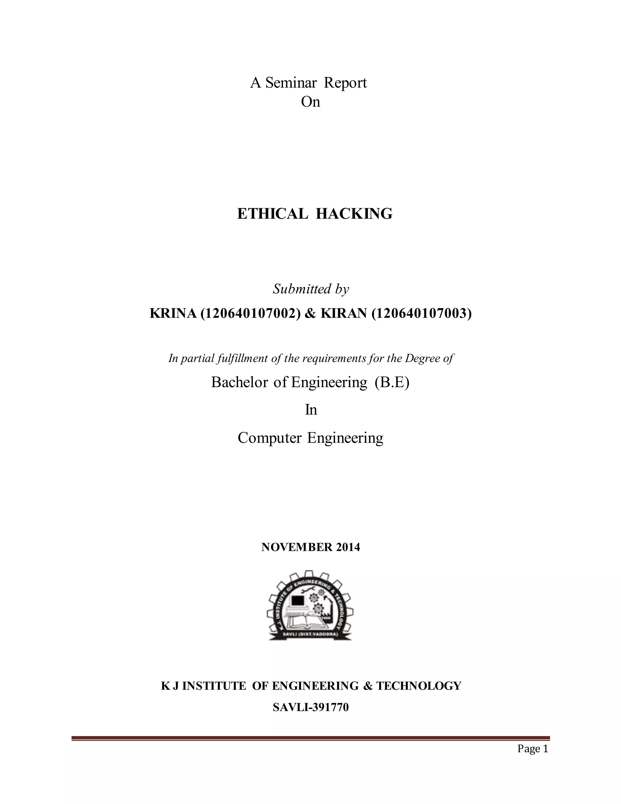 Final report ethical hacking | DOCX