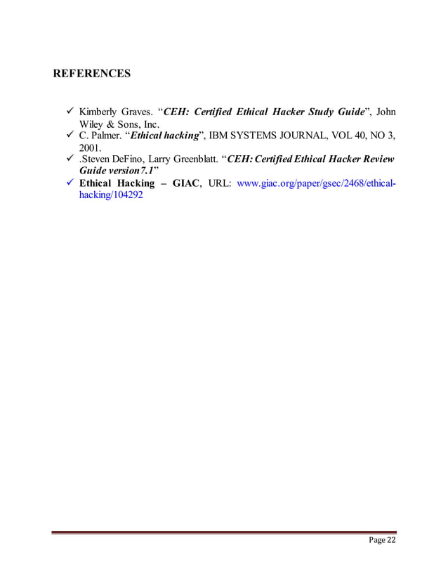 Final report ethical hacking | DOCX | Internet | Computing