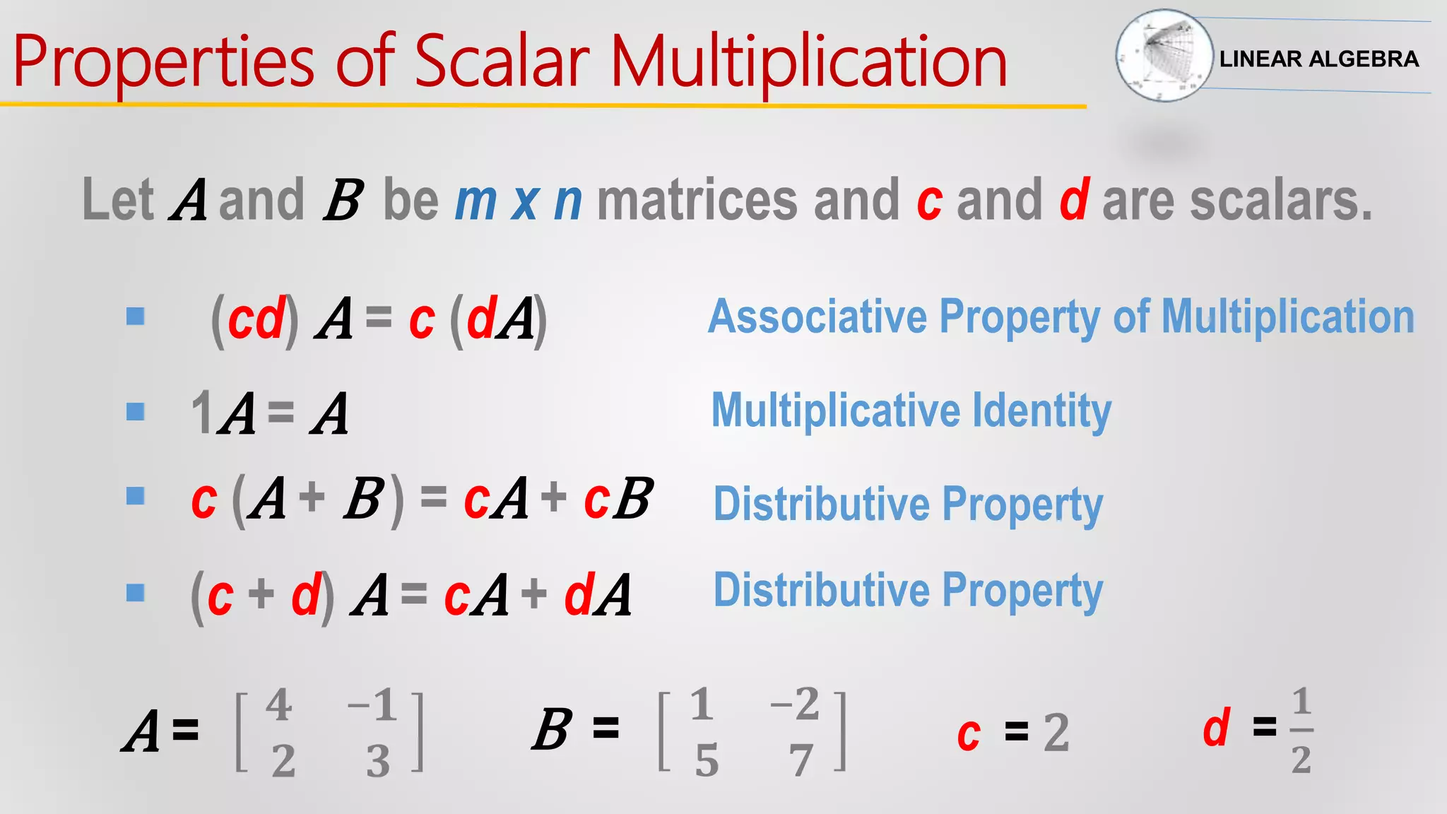 Algebraic Properties Of Matrix Operations Pptx