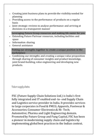 SUMMER INTERNSHIP REPORT ON FUTURE RETAIL LIMITED - HYDERABAD | DOCX