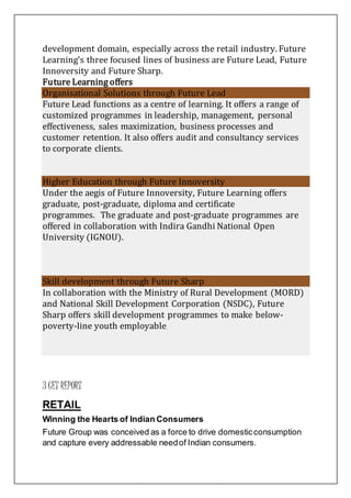 SUMMER INTERNSHIP REPORT ON FUTURE RETAIL LIMITED - HYDERABAD | DOCX