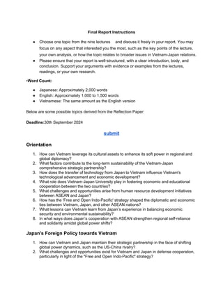 Final Report Instructions About japan Nss | DOCX