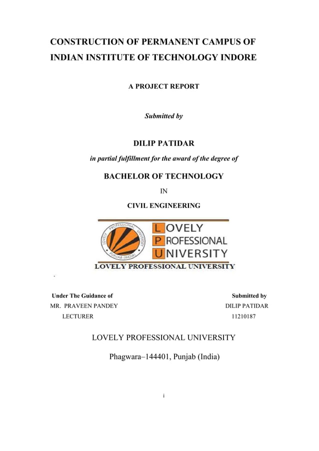 IIT INDORE CUONSTRUCTION OVERVIEW | PDF