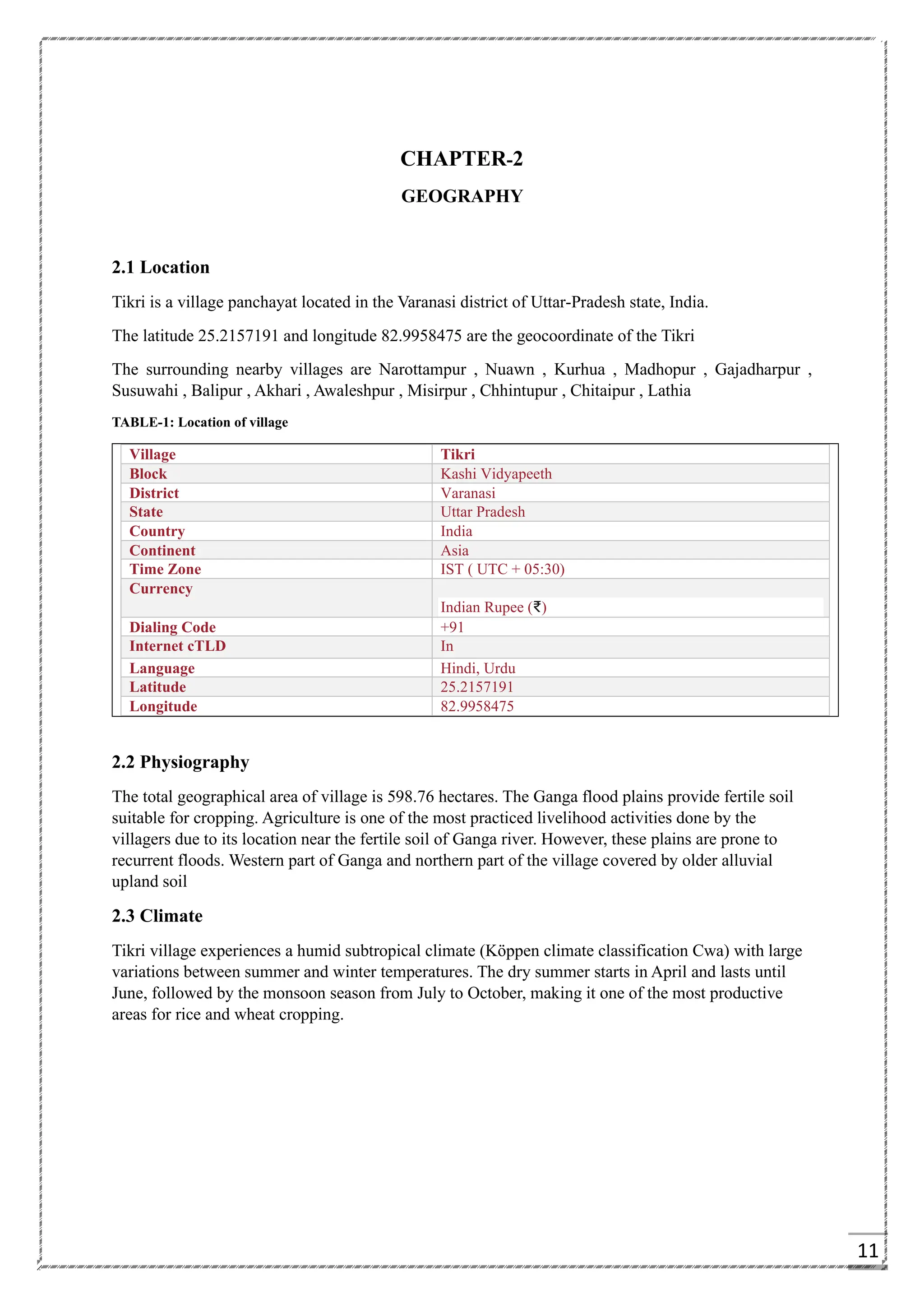 tikari village VARANASI survey report .pdf