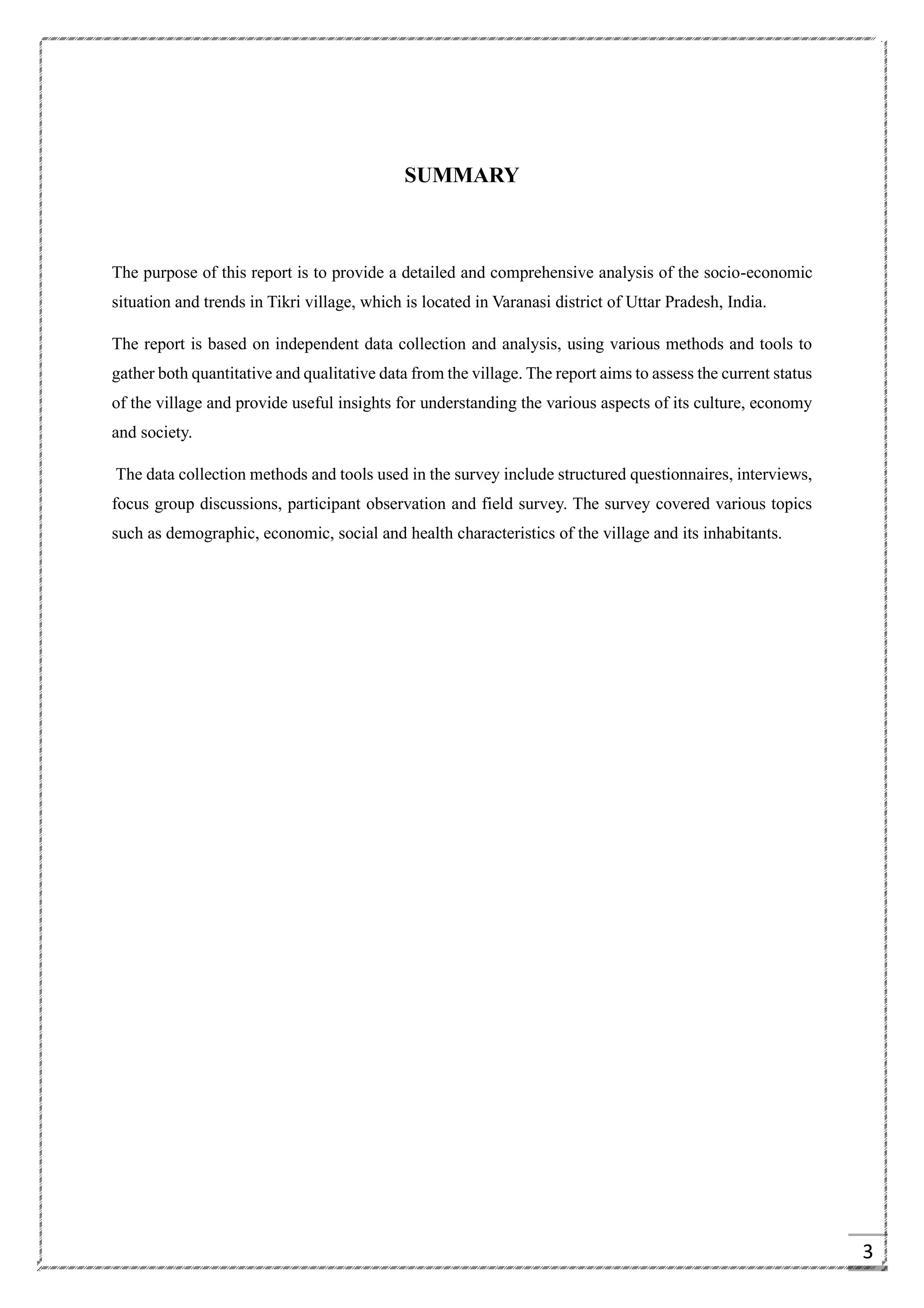 tikari village VARANASI survey report .pdf