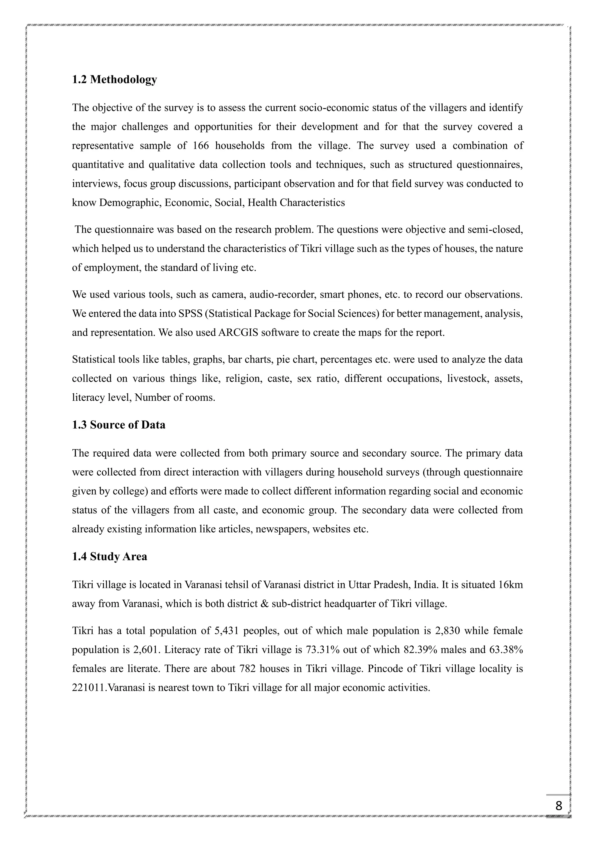 tikari village VARANASI survey report .pdf
