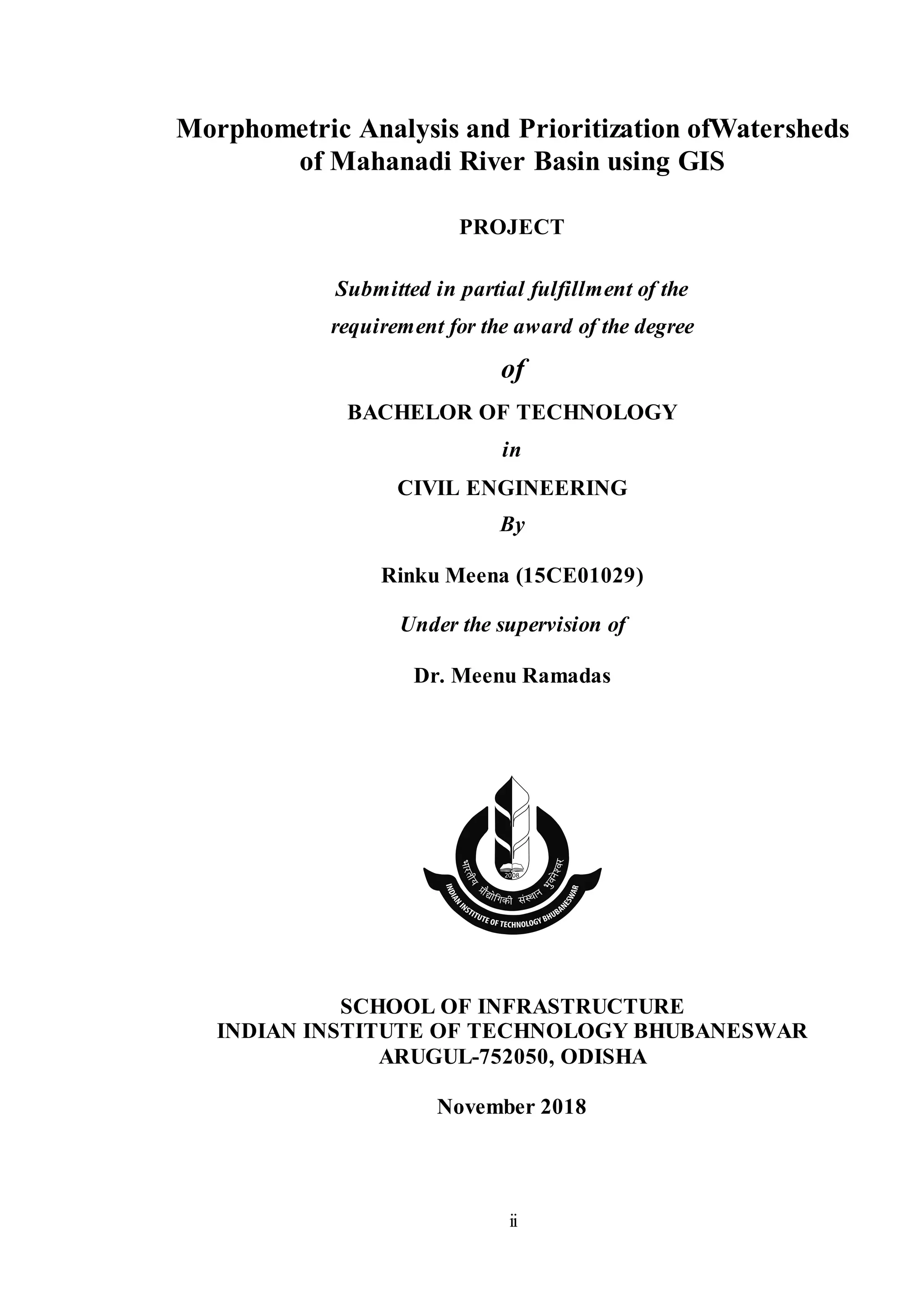 Morphometric Analysis and prioritization of watersheds of Mahanadi ...