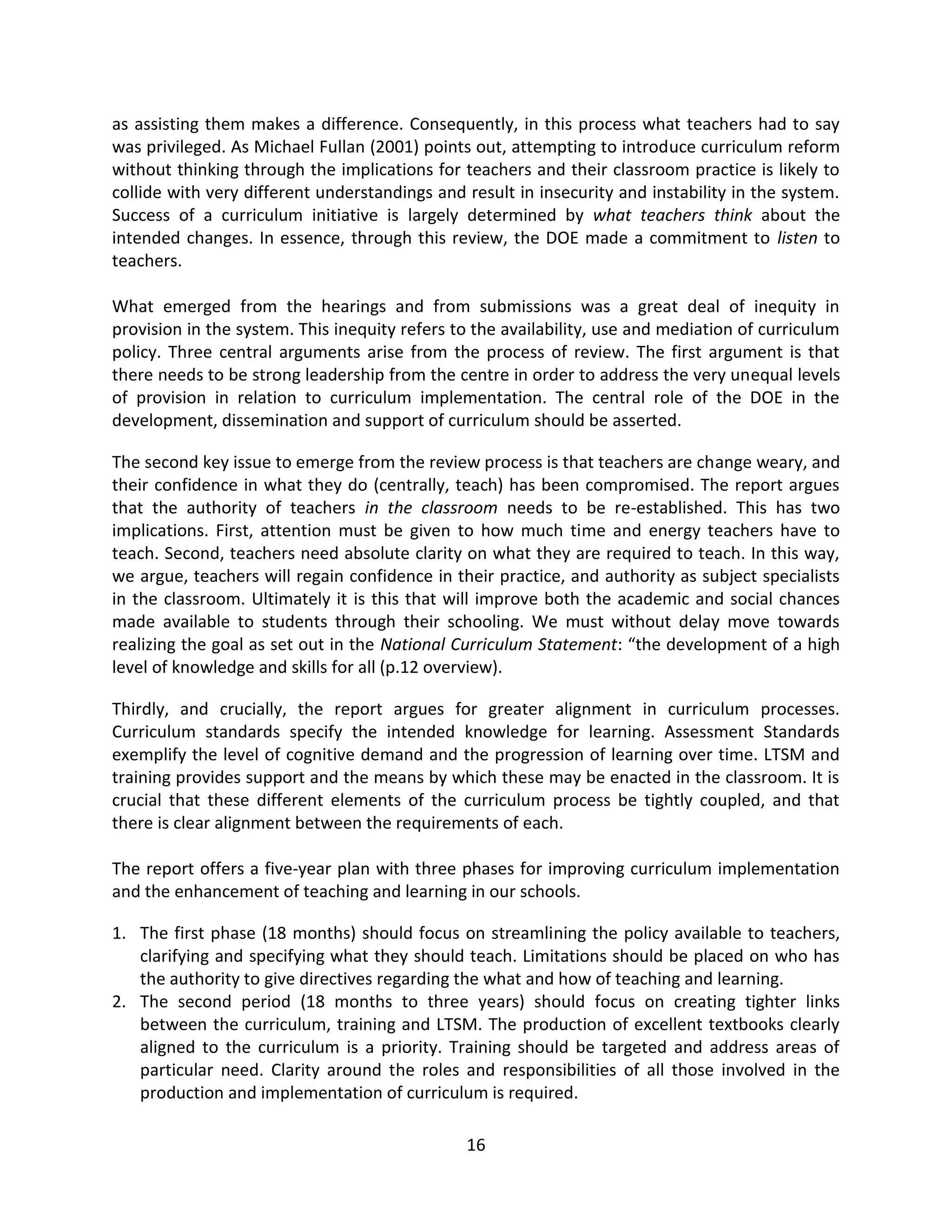 Curriculum Implementation Review Report 2009 | PDF