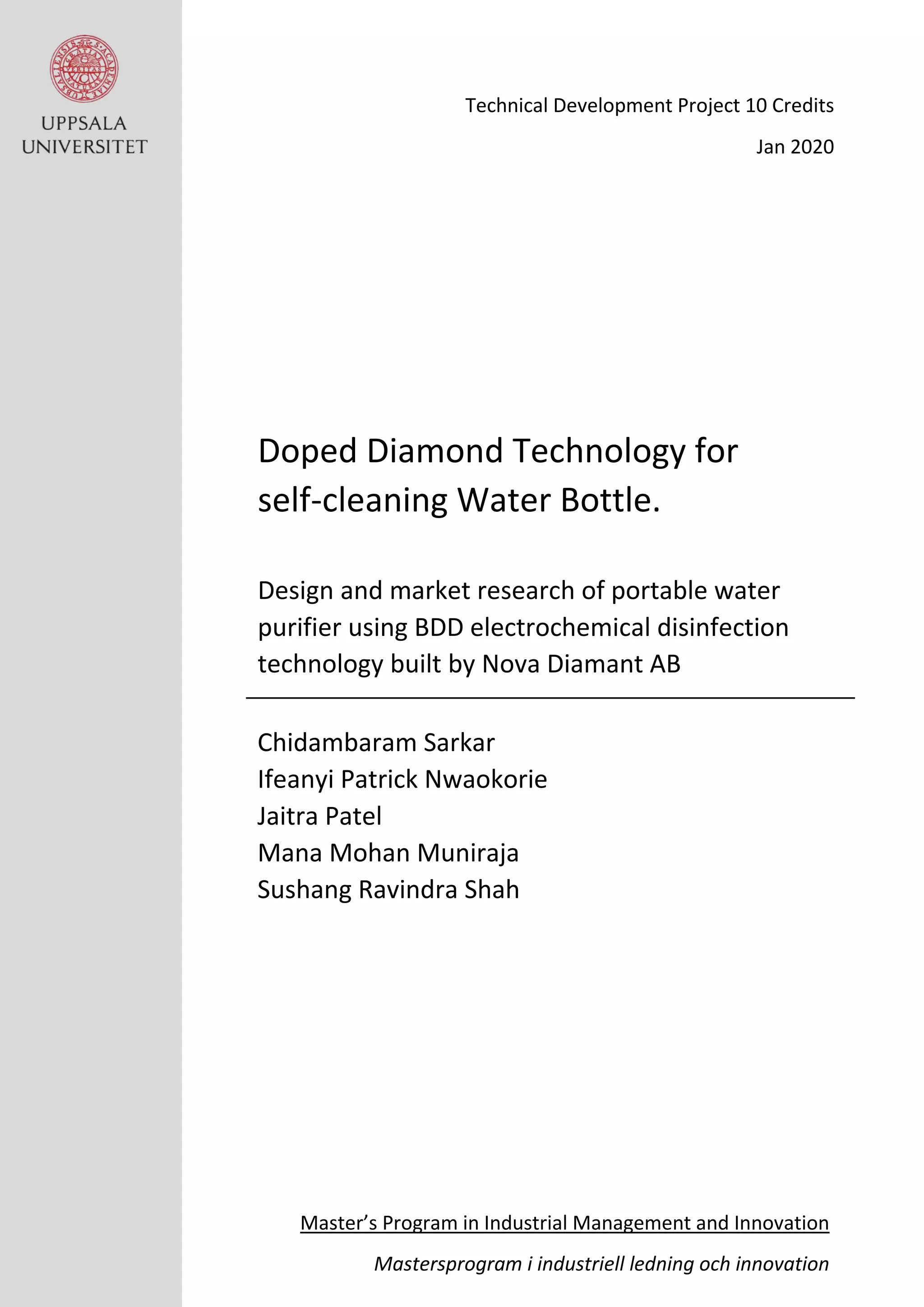 Doped Diamond Technology for self-cleaning Water Bottle. | PDF