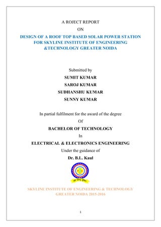 design a roof top based solar power station | PDF