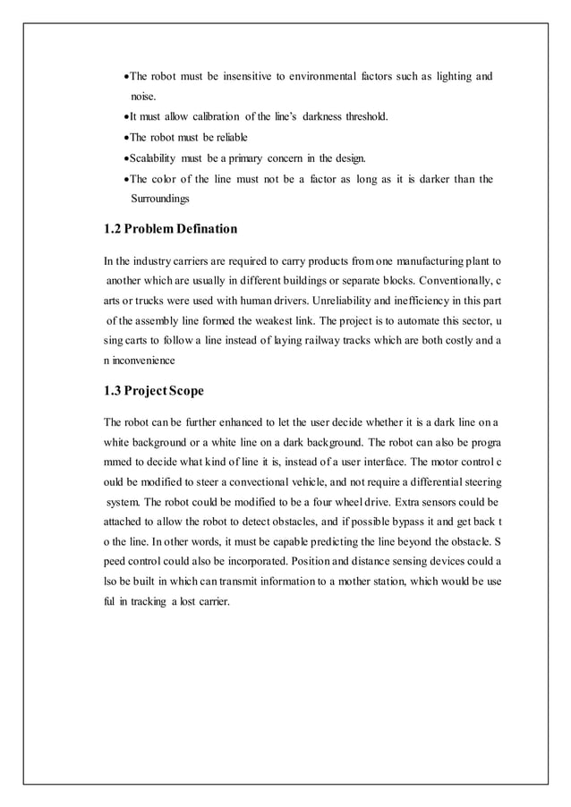Final report of line follower robot | DOCX | Robotics | Technology & Computing