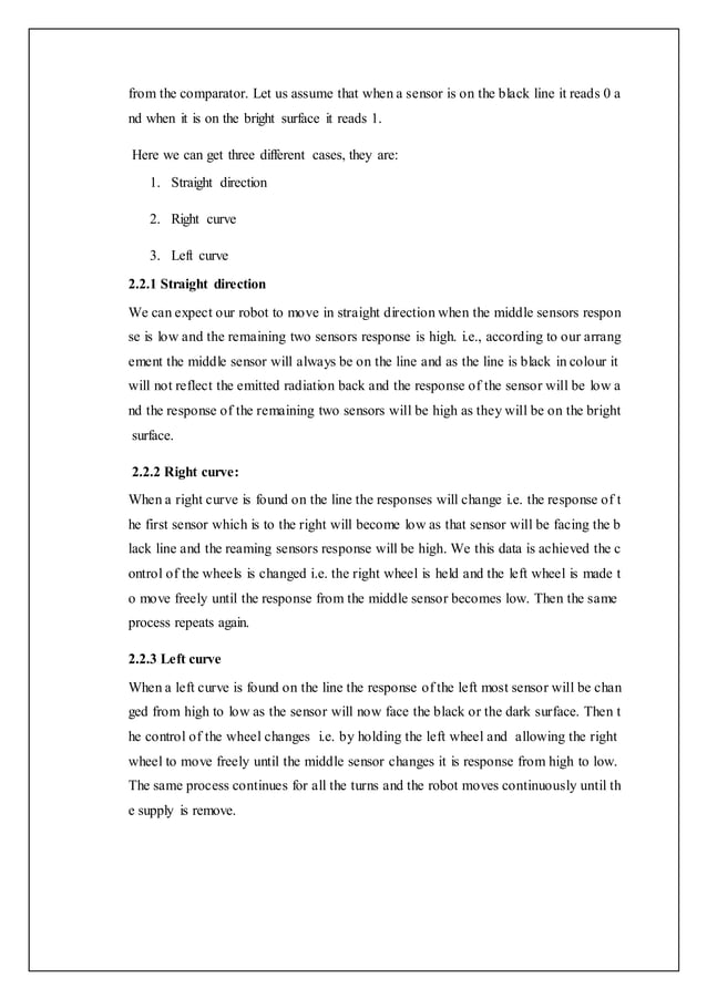 Final report of line follower robot | DOCX | Robotics | Technology & Computing
