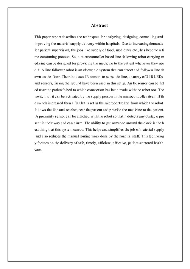 Final report of line follower robot | DOCX | Robotics | Technology & Computing