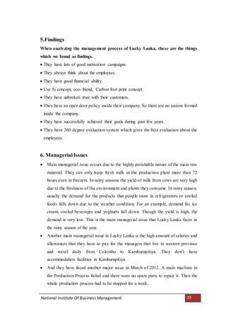 About the management process of Lucky Lanka | DOCX