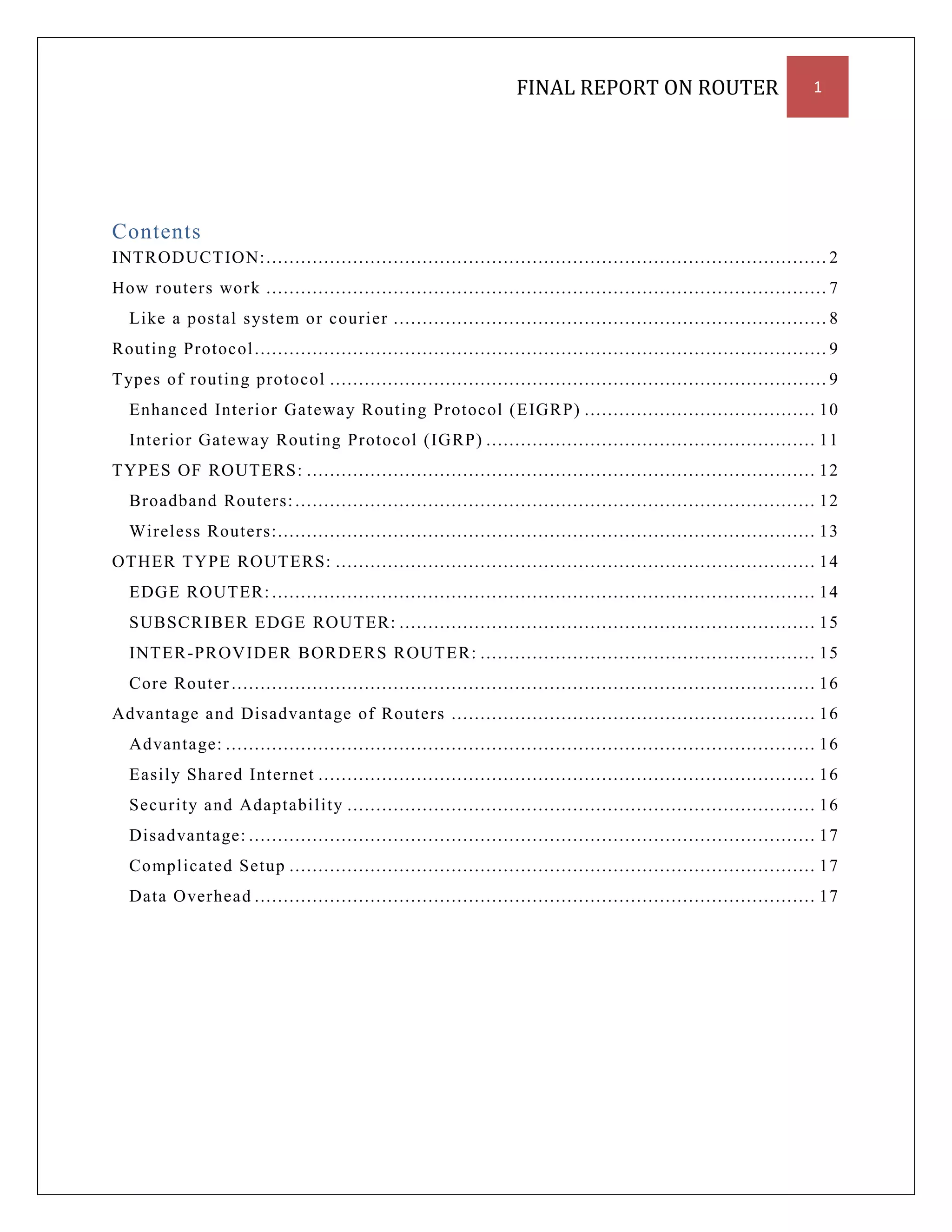 Report on Router | DOCX