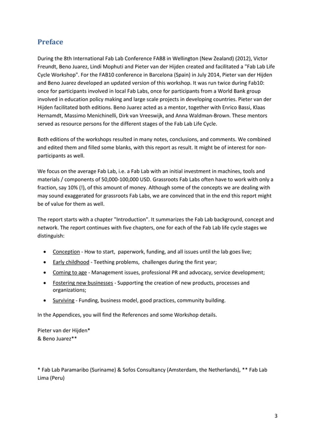 The Fab Lab Life Cycle; Report of the FAB10 workshops; Pieter van der ...