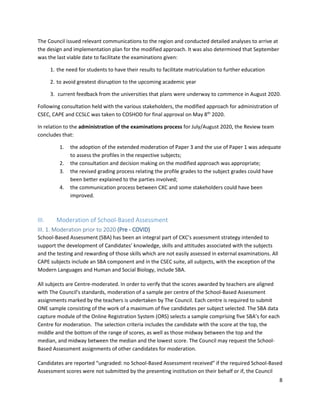 Review of the Administration of the 2020 CSEC and CAPE Examinations by ...