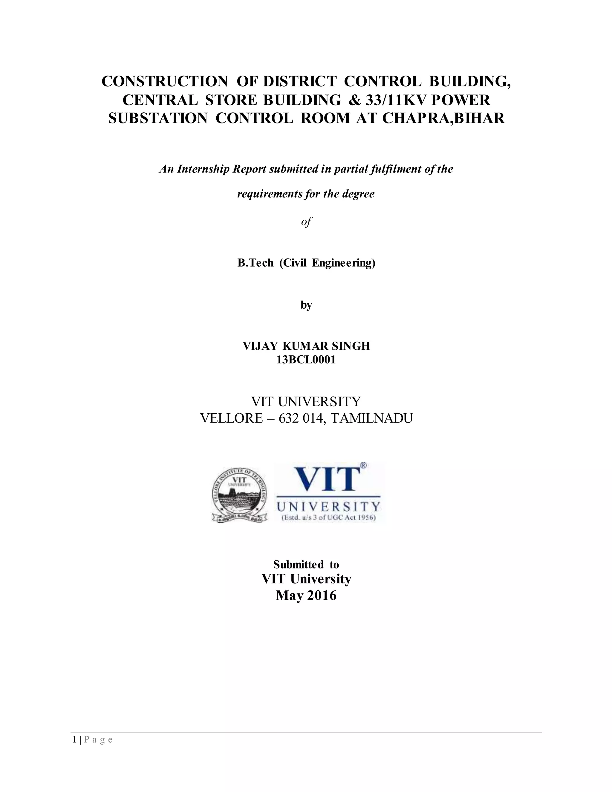 CIVIL ENGINEERING INTERNSHIP FULL REPORT ON BUILDING CONSTRUCTION | DOCX