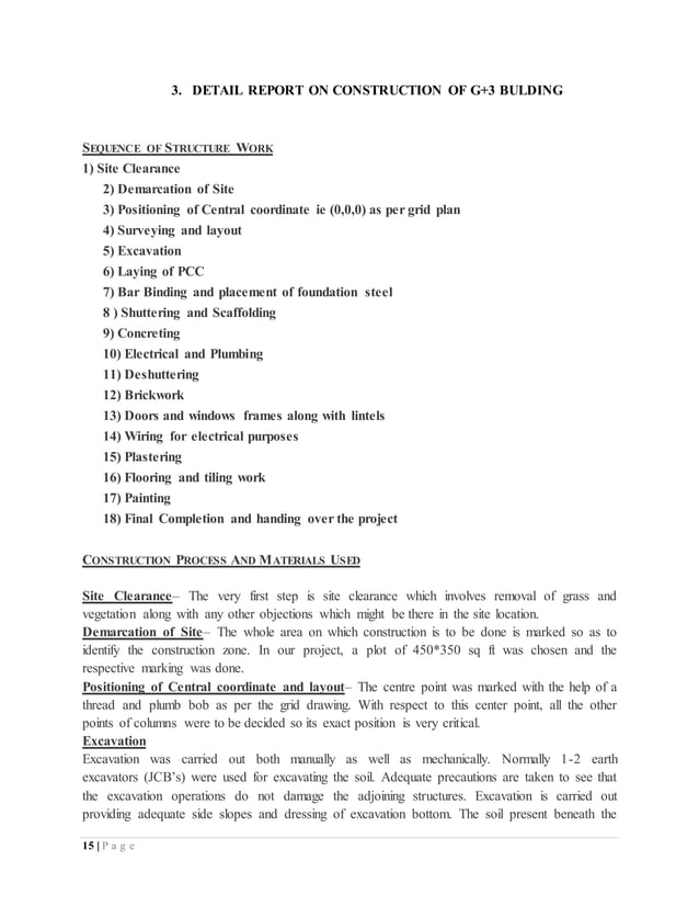 CIVIL ENGINEERING INTERNSHIP FULL REPORT ON BUILDING CONSTRUCTION ...