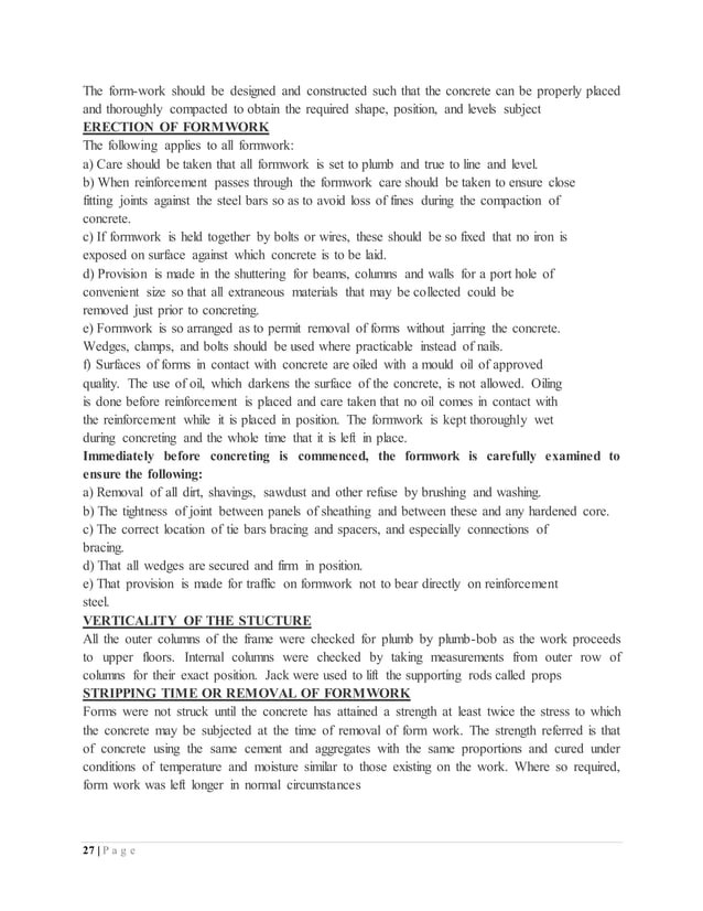 CIVIL ENGINEERING INTERNSHIP FULL REPORT ON BUILDING CONSTRUCTION ...