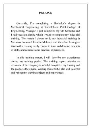 Final report on industrial training | PDF