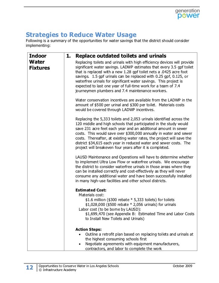 Final Report On Lausd Water Usage 10 22 09