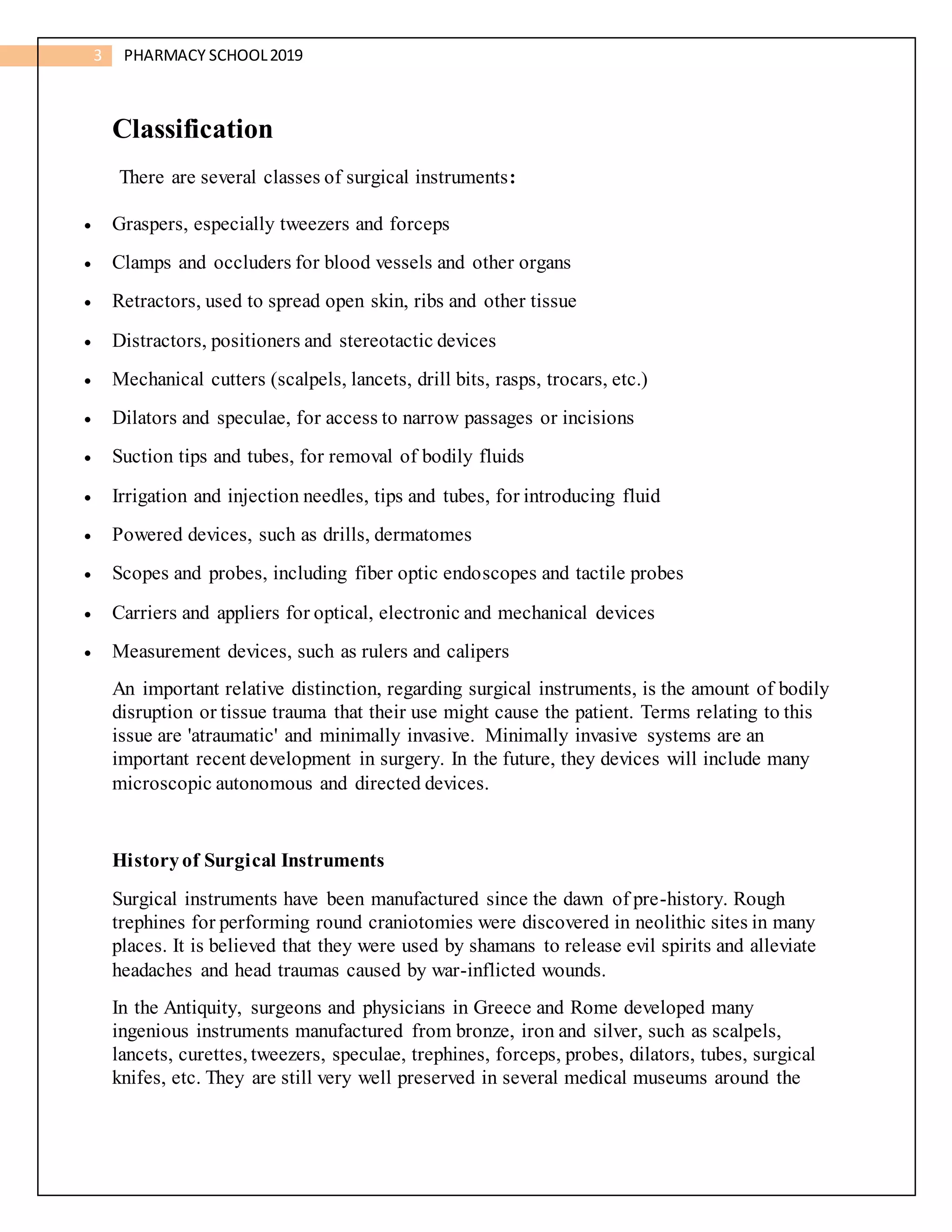 surgical instrument,classification and sterlization | DOCX