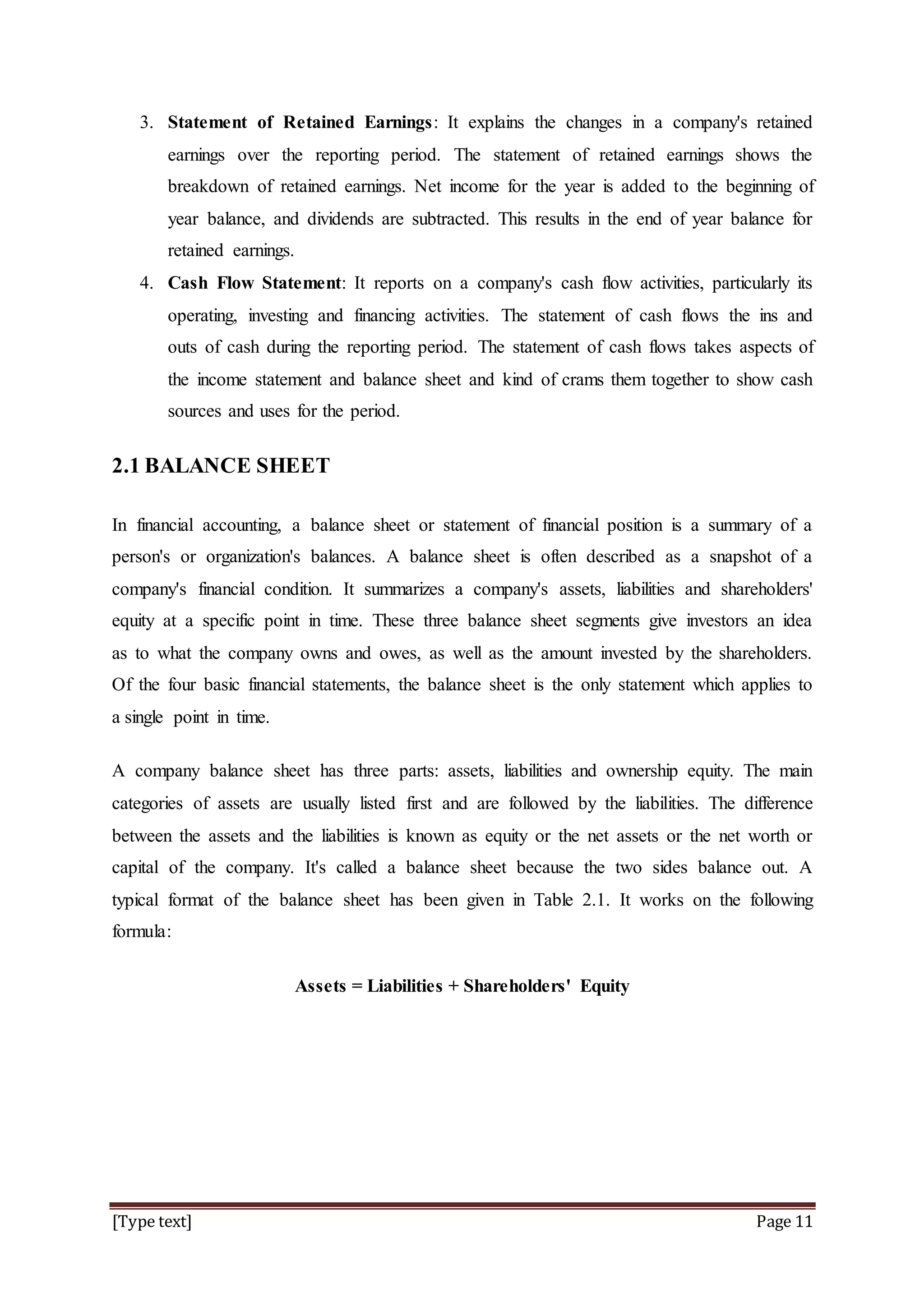 REPORT ON SUMMER TRAINING A FINANCIAL STATEMENT ANALYSIS AND ...