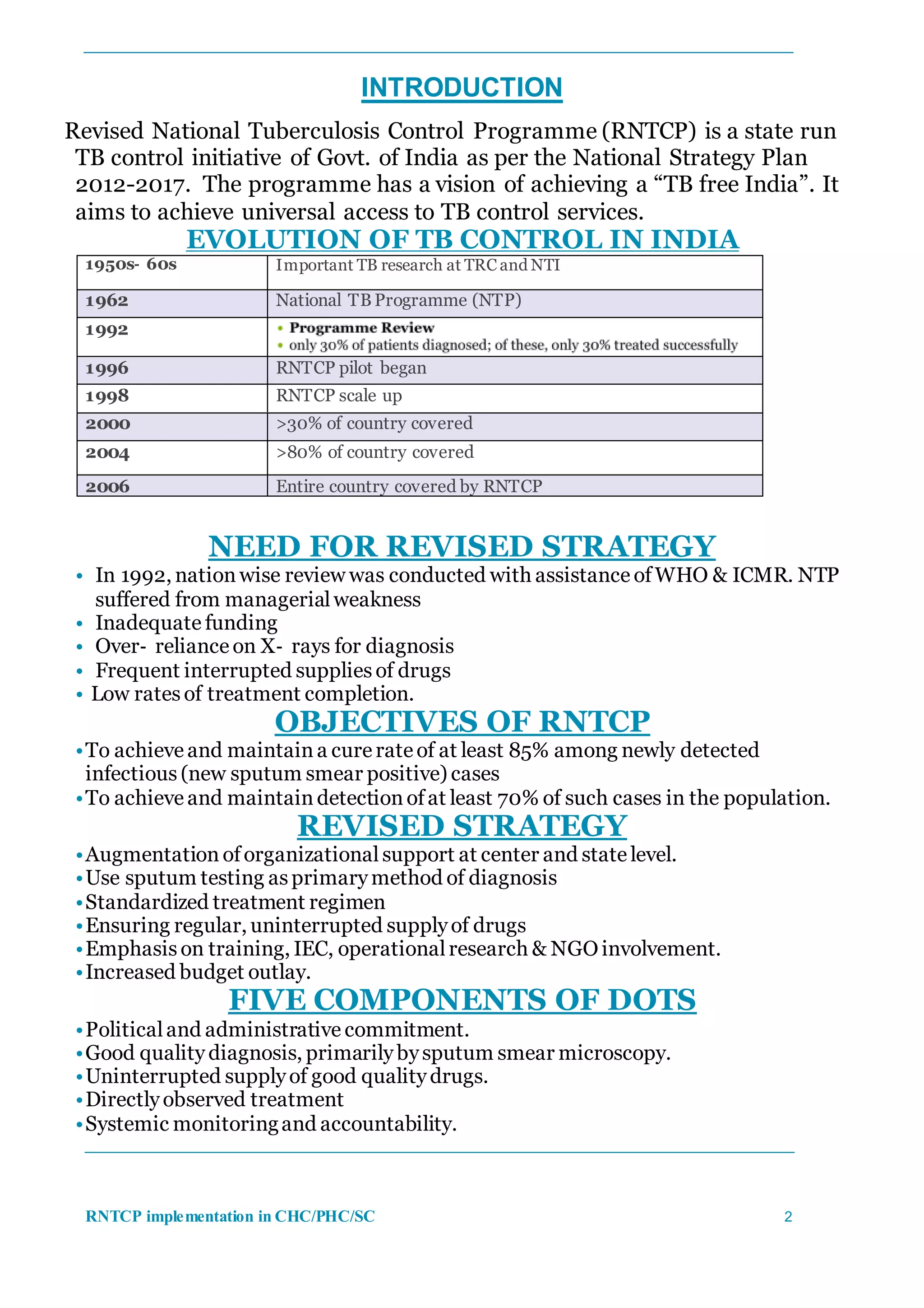 Revised National Tuberculosis Control Programme | DOCX