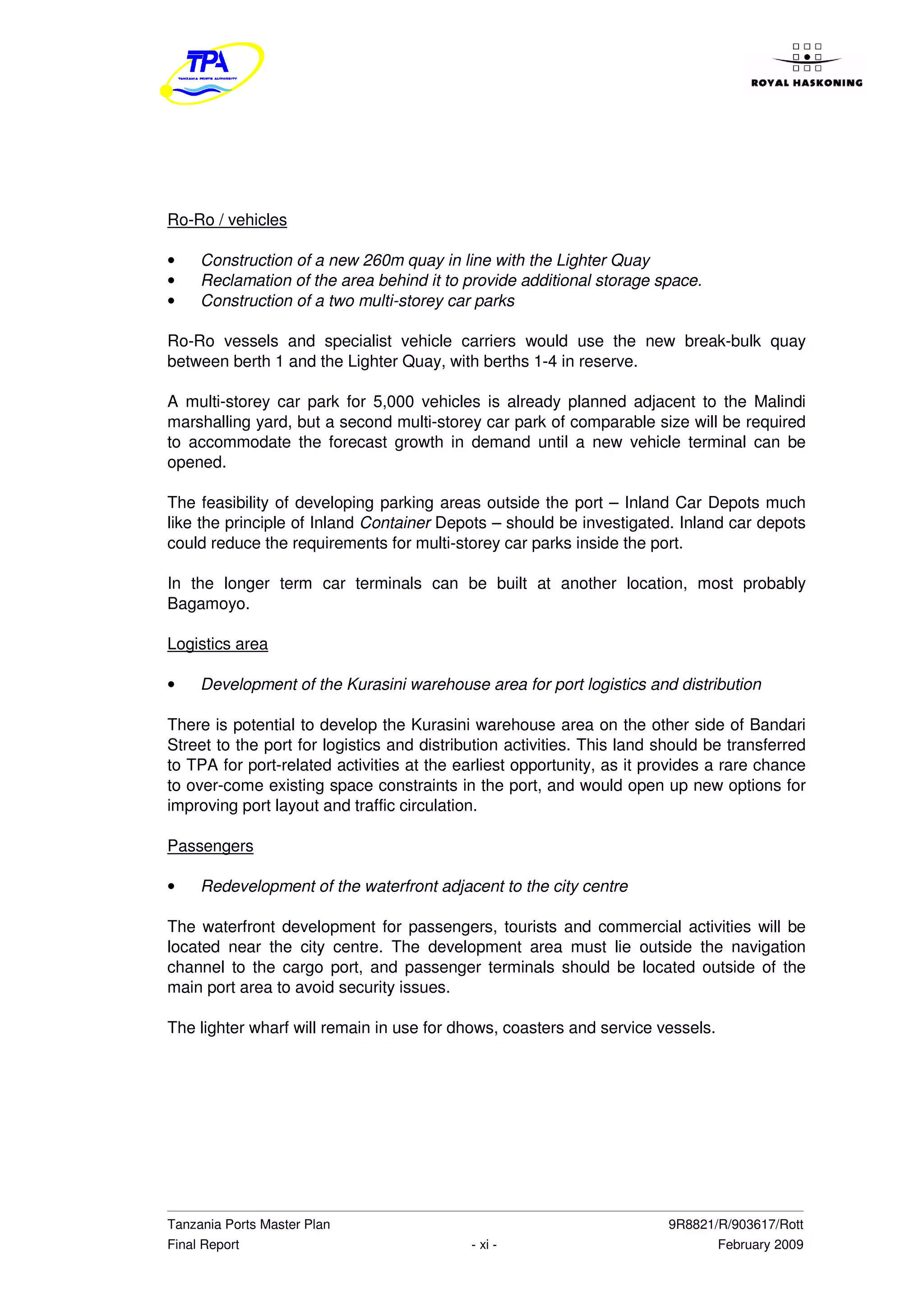 Final report tanzania ports master plan 1 to 100 | PDF