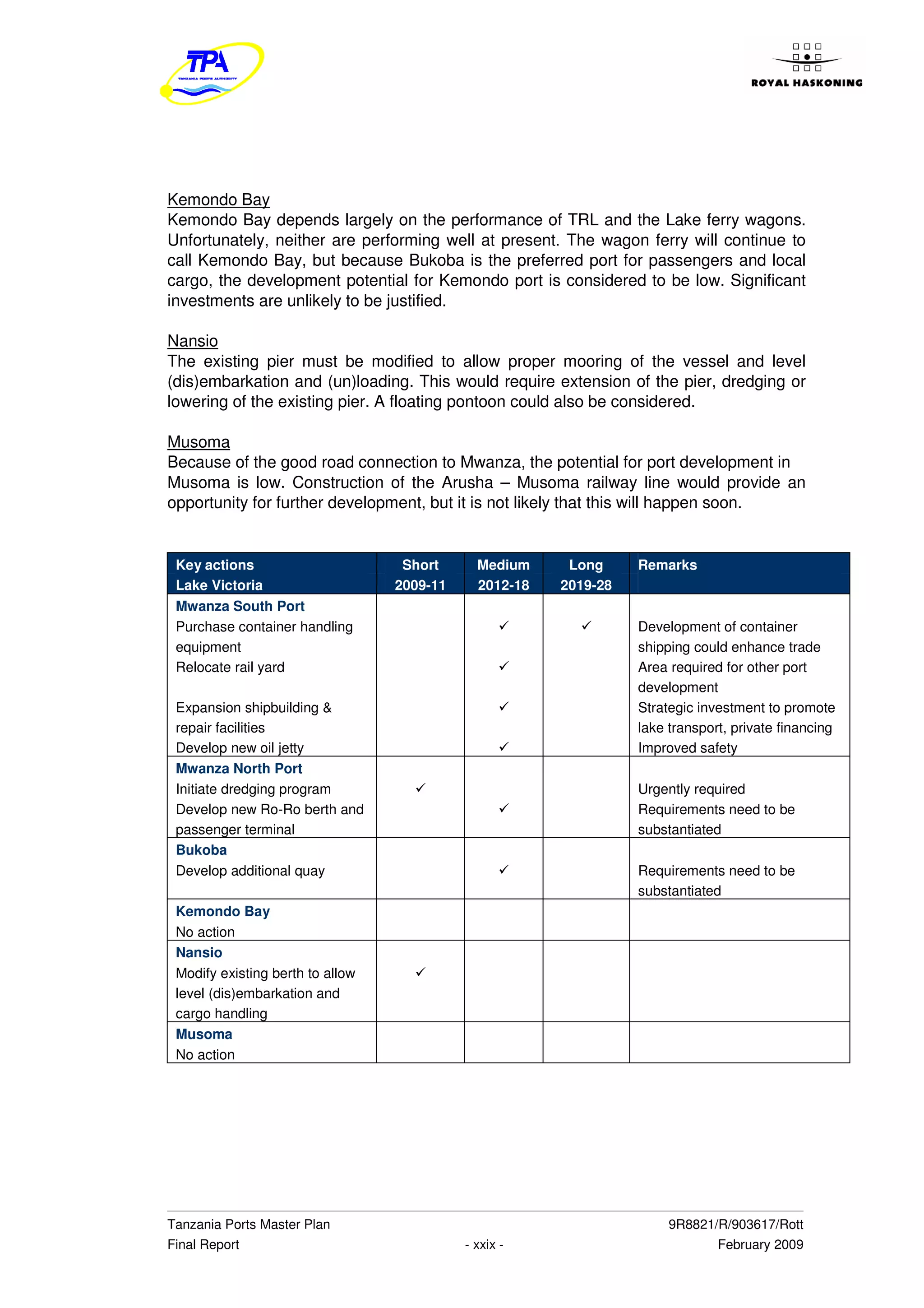 Final report tanzania ports master plan 1 to 100 | PDF