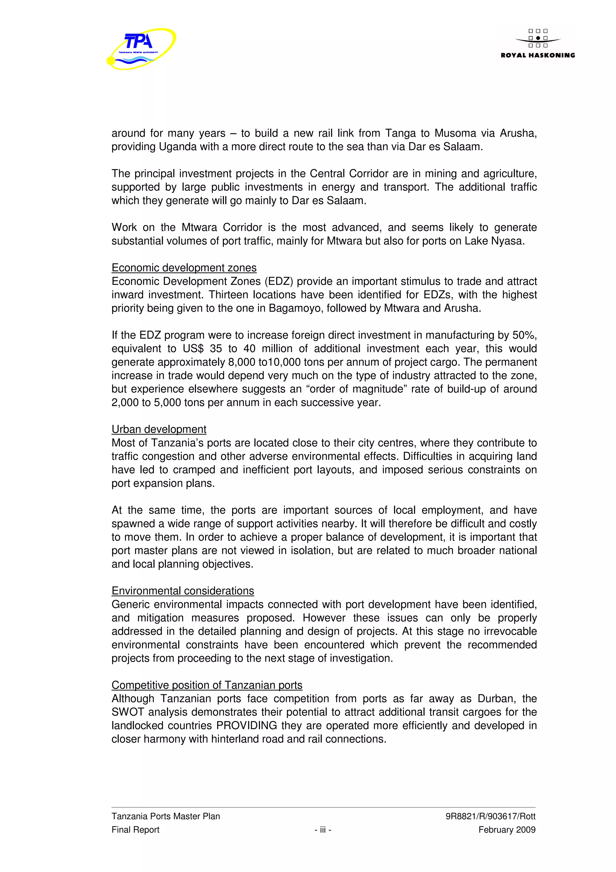 Final report tanzania ports master plan 1 to 100 | PDF