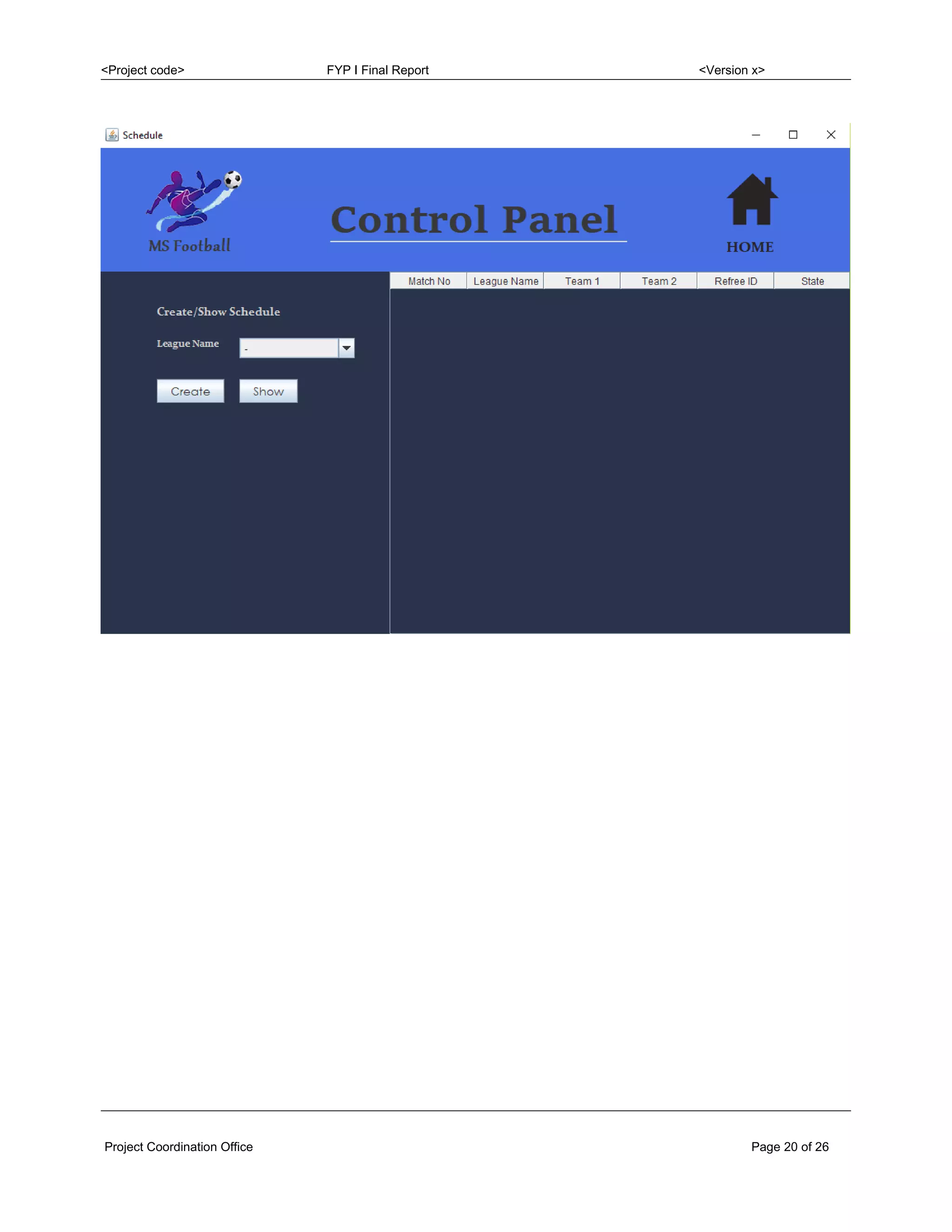 Football League Management System Final Year Report | DOC