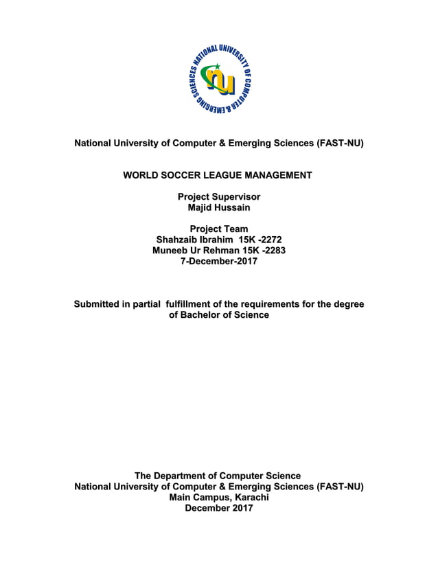 Football League Management System Final Year Report | DOC