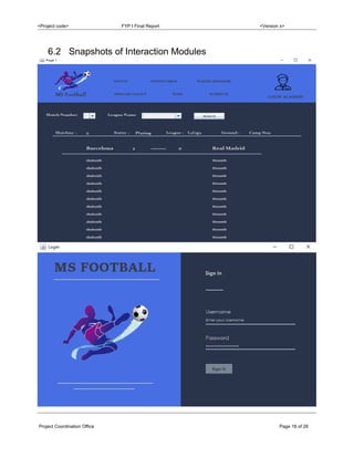 Football League Management System Final Year Report | DOC