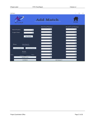 Football League Management System Final Year Report | DOC
