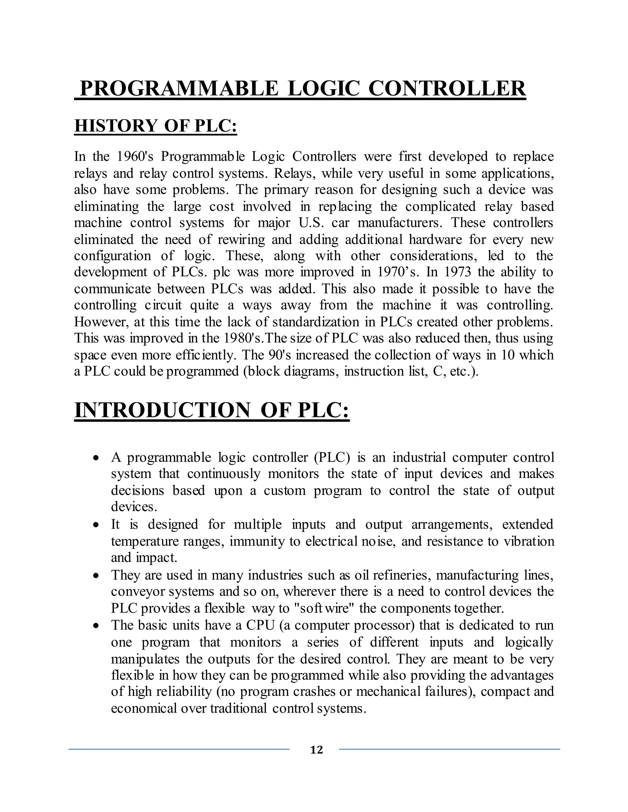 summer internship report on PLC & SCADA | DOCX