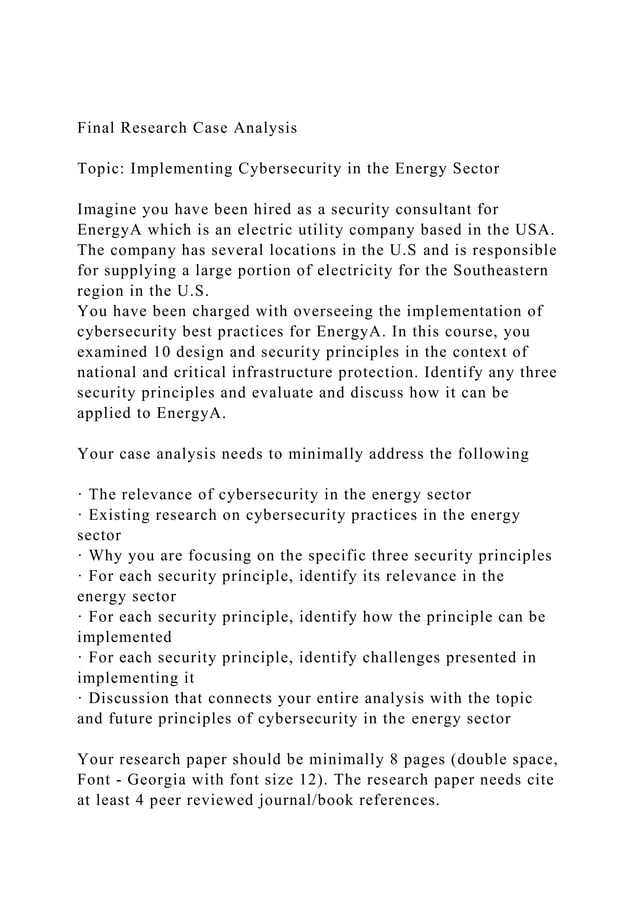 Final Research Case AnalysisTopic Implementing Cybersecurity .docx
