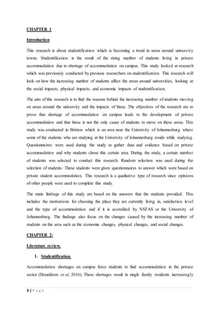 Studentification in South Africa "Johannesburg" | DOCX | College ...