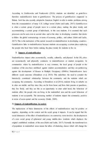 Studentification in South Africa "Johannesburg" | DOCX | College ...