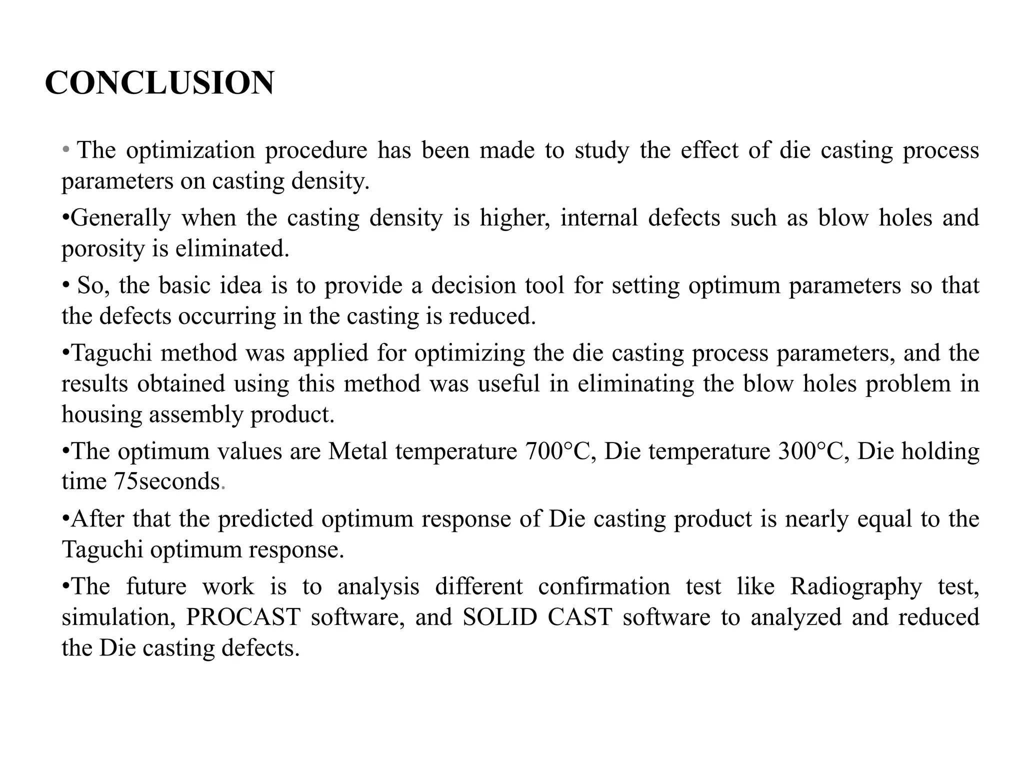 Blow Hole Defect Analysis in Die Casting | PPTX