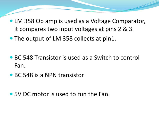 Temperature Controlled DC fan using Thermistor | PPTX