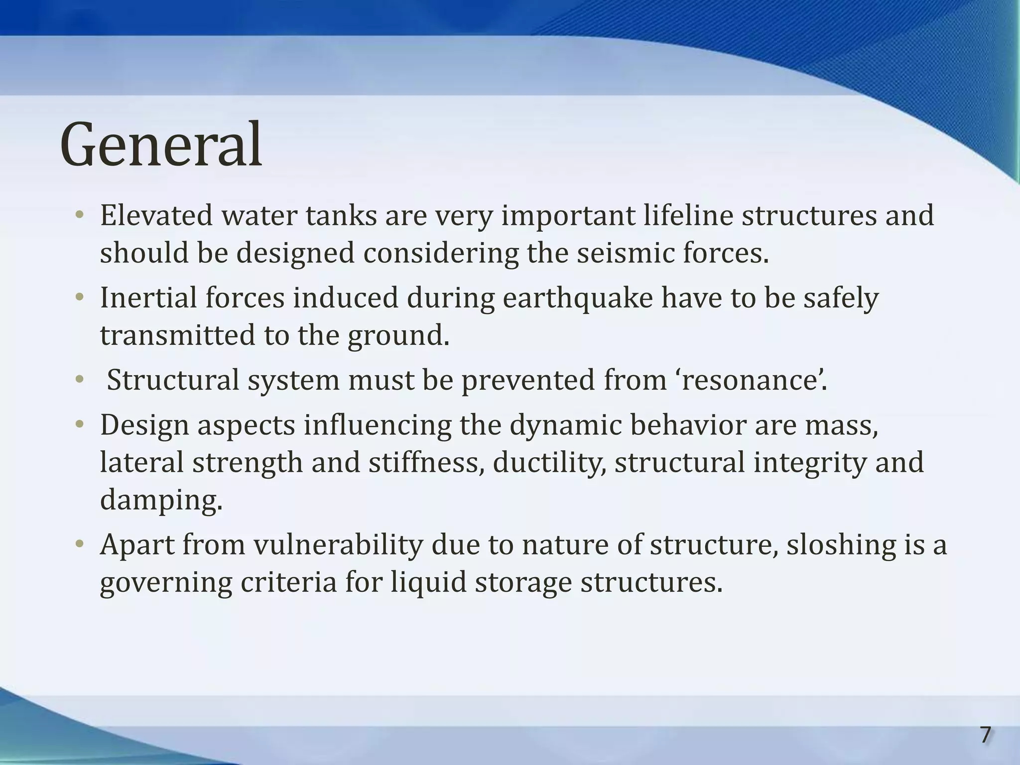 Seismic Analysis of Elevated Water Tank | PPTX