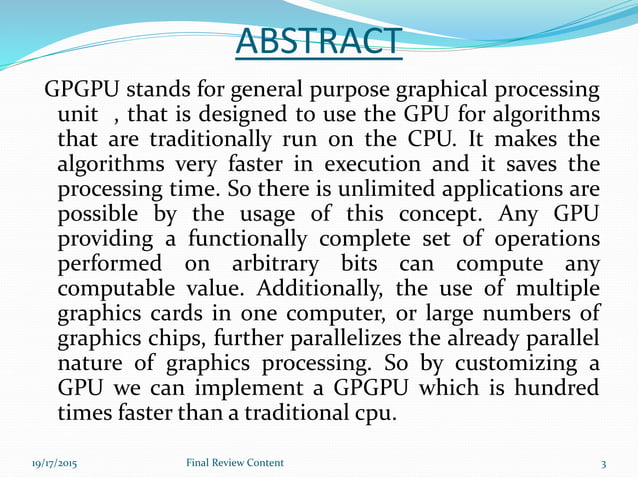 Gpgpu Programming With Cuda Pptx Computing Technology And Computing