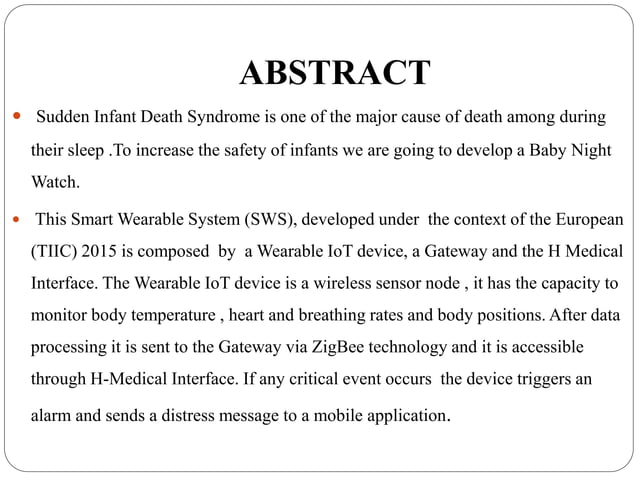 sudden infant death syndrome(SIDS) monitoring | PPT